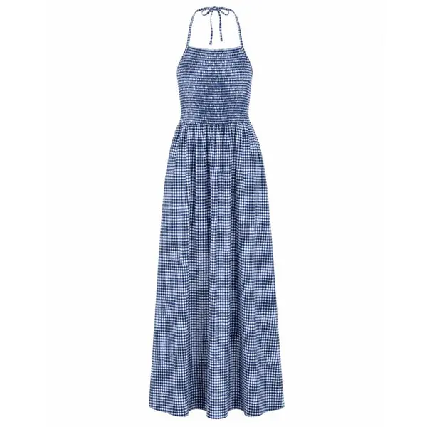 Mind Traveler Gina Navy Gingham Dress - Blue