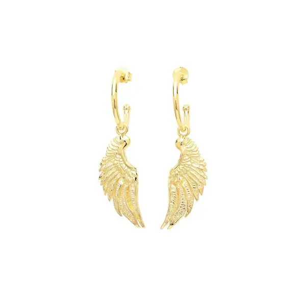 SEVEN SAINTS Angel Wing Hoop Earrings, Over Sterling Silver, Seen In Vogue Italy - Gold