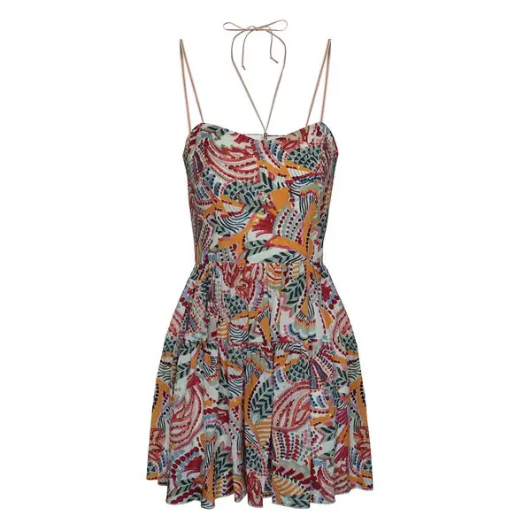 2KSTYLE Biarritz Abstract Print Spaghetti Straps Viscose Mini Dress -multicolor