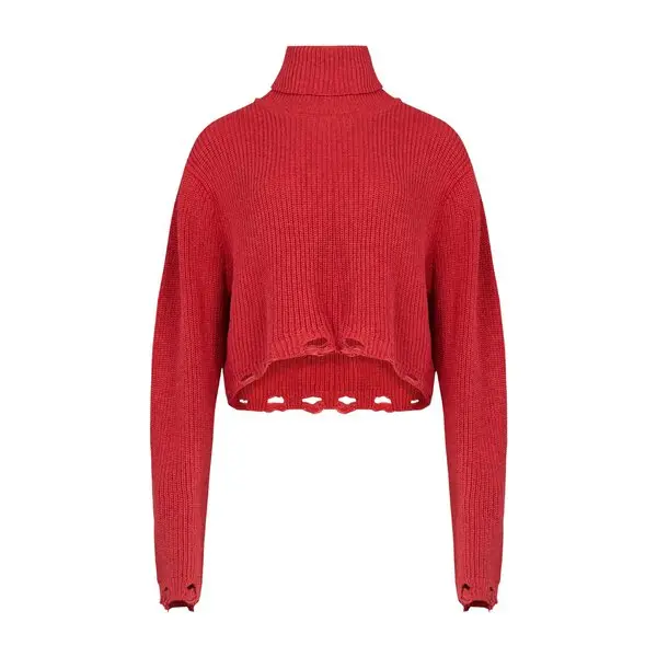 PCFG Your Itch Ripped High Neck Knit Sweat Samba - Red