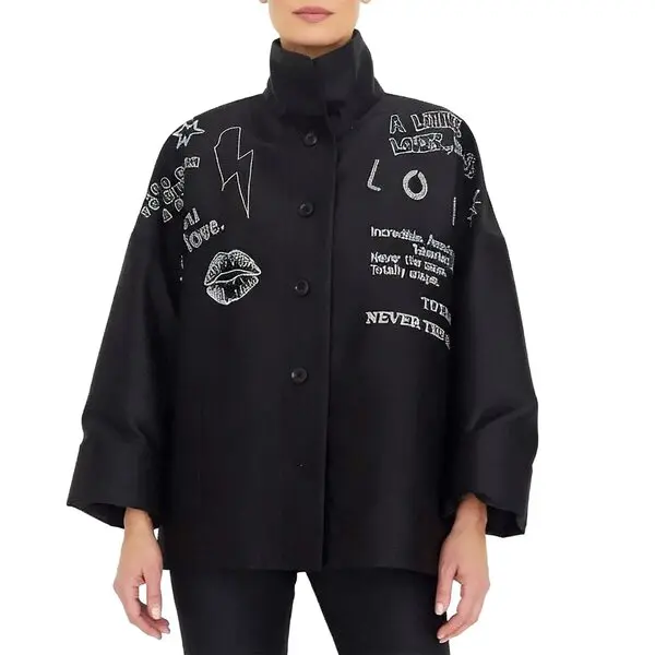 MAXJENNY Black / Silver Square Boxy Jacket Black With Swarovski Details - Black/silver