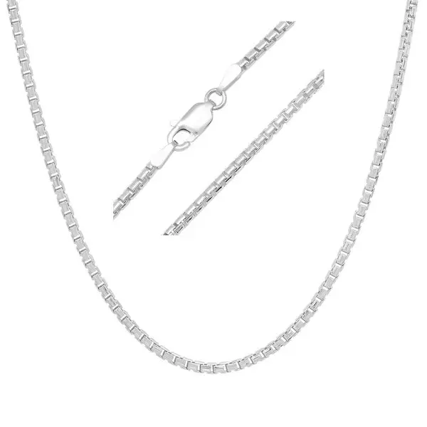 KYLIE HARPER Italian Sterling Round Box Chain 18" 24 - Silver