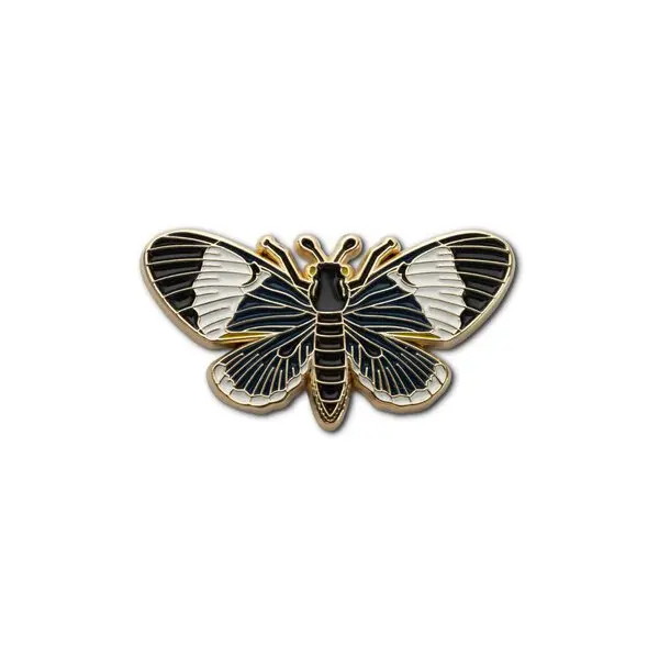 MAKE HEADS TURN Black / Gold Enamel Pin Night Moth - Black/gold