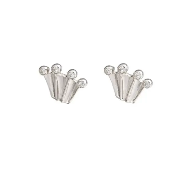 PEARL CODE Crown Earrings With Diamonds - Silver