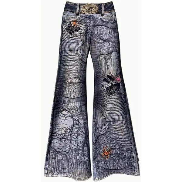 IPNG DESIGN Grey / Black Halloween Bell Bottom Pants - Grey/black