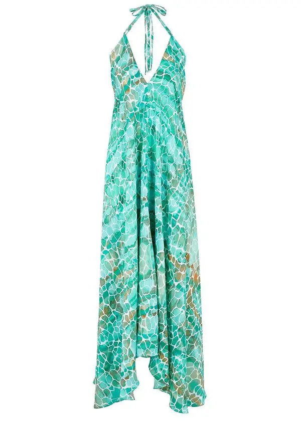 SOPHIA ALEXIA Aqua Pebbles Silk Ibiza Dress - Green