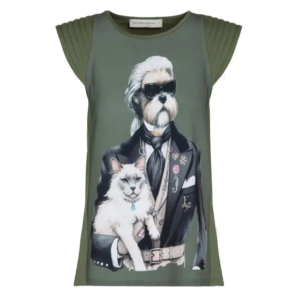 THE EXTREME COLLECTION Cotton T-shirt With Quilted Shoulder Pads - Green