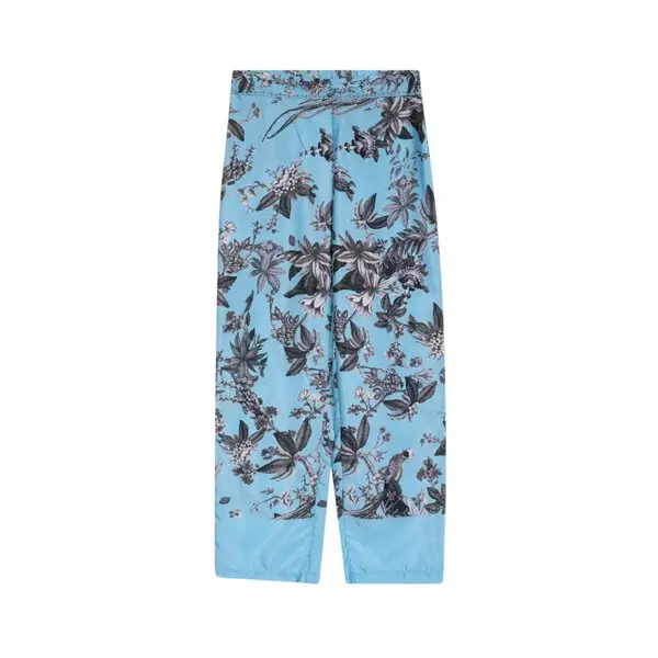 NIZA Trouser With Floral Print And Lace Details - Blue