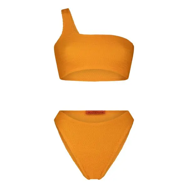 MAISON TANGERINE Mykonos Crinkle Swimsuit Tangerine Bikini - Orange