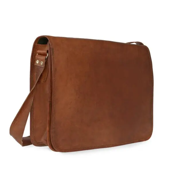 VIDA VIDA Vida Vintage Classic Leather Messenger Bag - Brown