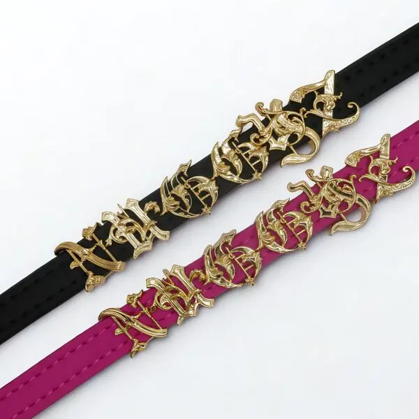 NUGGETS & KARATS Nuggets And Karats: Engraved Leather Pet Collar - Black