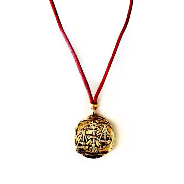 Persia Donà Jewelry Red Silk Cord Zodiac Necklace - Gold