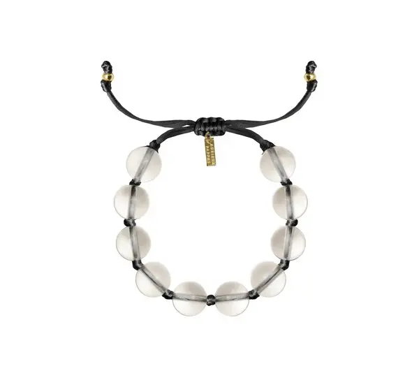 ADRIANA PAPPAS DESIGNS Glass Bracelet On Colored Cord - Black