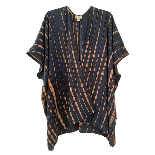 Pink Haley Angela Short Kimono Duster In Deep Sea - Blue