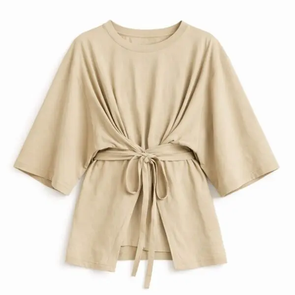 LOU&UP (FORMERLY LOUP CLOTHING) Neutrals Wrap Tie Tee Tan - Brown
