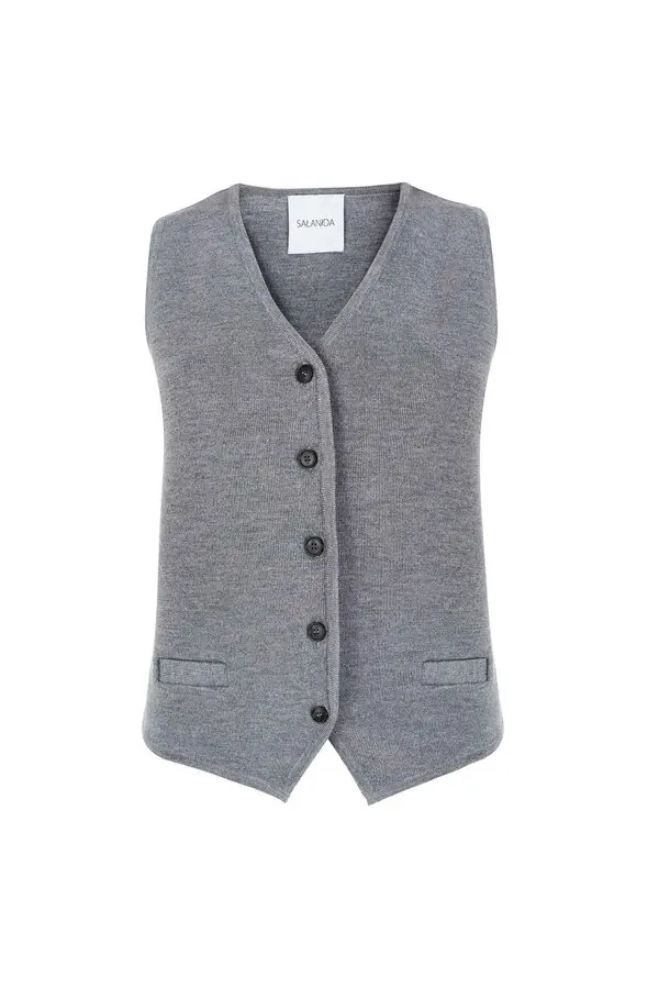 SALANIDA Galante Knitted Merino Waistcoat Light - Grey