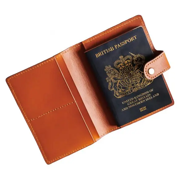 VIDA VIDA Luxury Leather Passport Travel Holder Tan - Brown