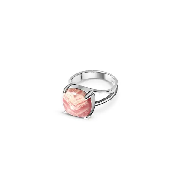 FV JEWELLERY La Stèle Rhodochrosite & Silver Square Ring
