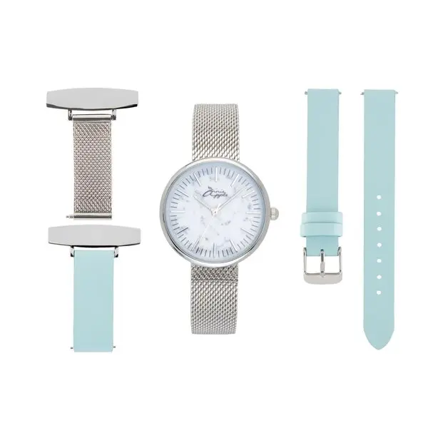 BERMUDA WATCH COMPANY Venus Interchangeable Marble/silver/blue Mesh - Blue/gray