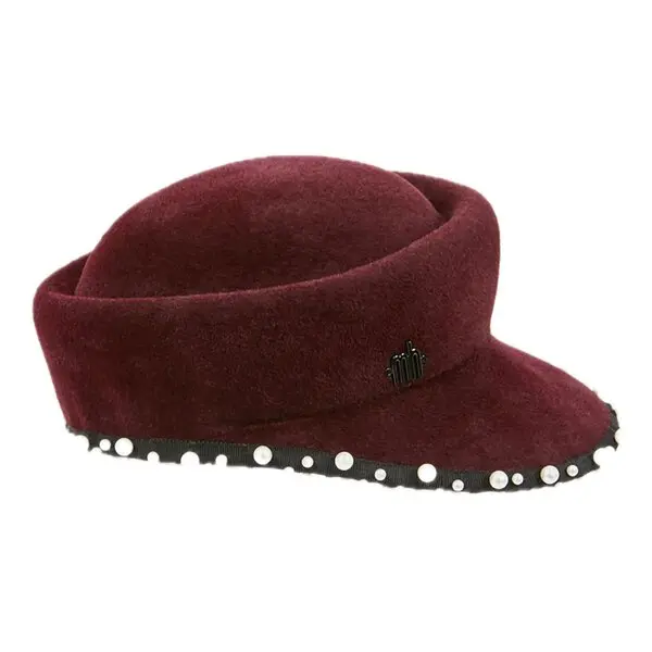 MISA HARADA MILLINERY Suki Asymmetric Cap With Pearls - Red
