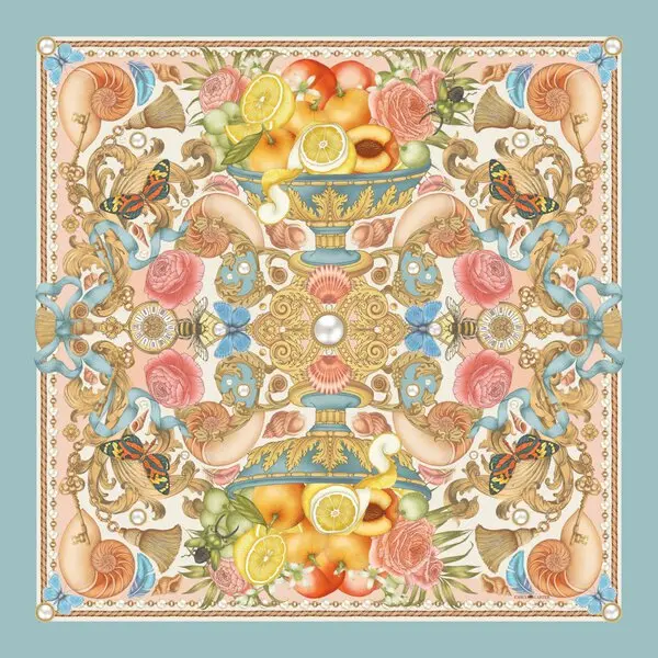 EMILY CARTER Neutrals The Pearl Baroque Neckerchief - Blue