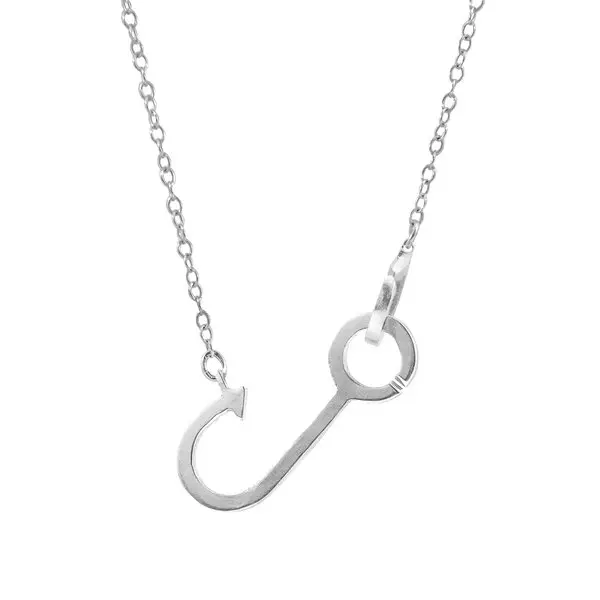 ANCHOR & CREW Fish Hook Link Paradise Necklace Pendant - Silver