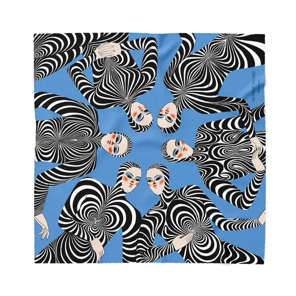 MOMME STUDIO Entrancing Individuals Beach Silk Scarf - Blue