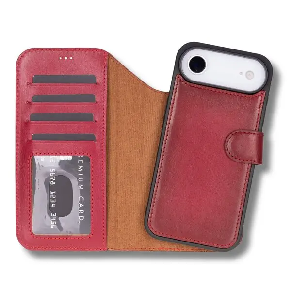 LEATHERE Premium Leather Iphone Air Wallet Case – Austin - Red