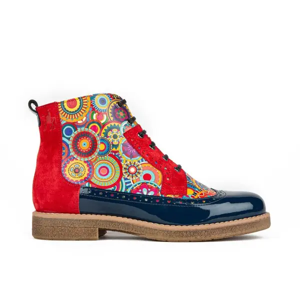 EMBASSY LONDON USA Blue / Red Hatter 'signature' Red & Navy Ankle Boot - Blue/red