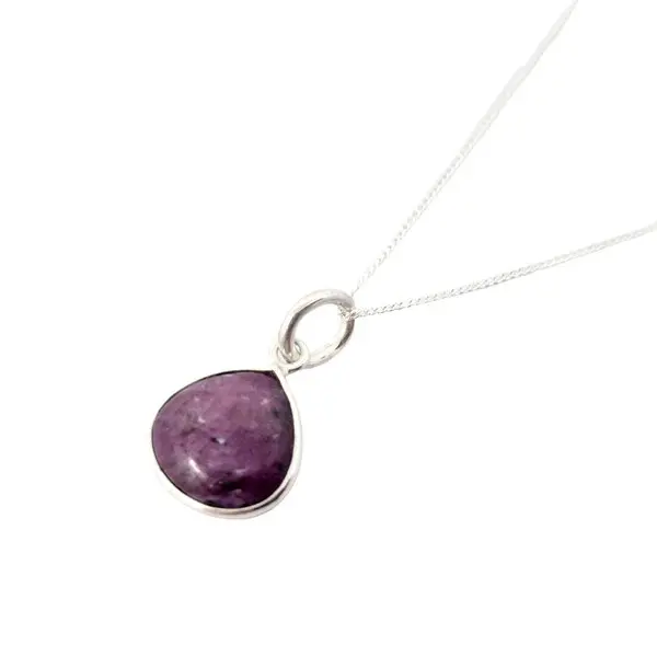 HARFI Pink / Silver Ruby July Birthstone Sterling Silver Heart Pendant Necklace - Pink/silver