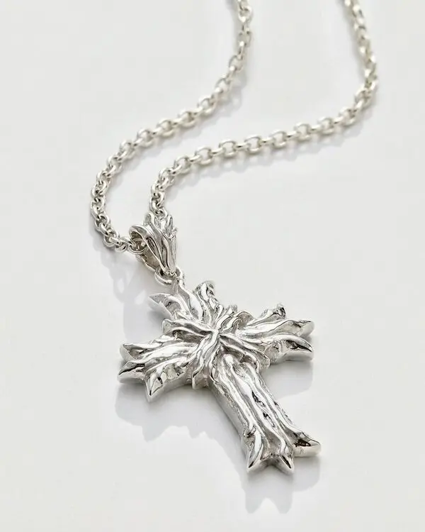 ISKRA Royal Cross Long Necklace - Silver
