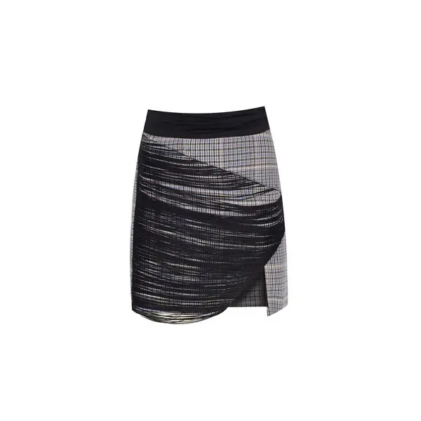 MADEBYZA Assymetric Plaid Skirt - Black