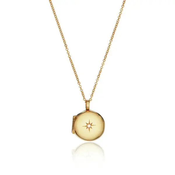 LILY & ROO Small Round Diamond Locket Necklace - Gold
