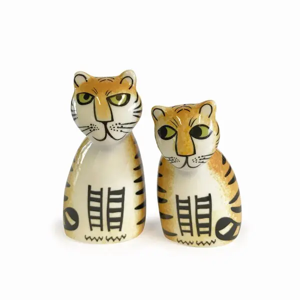 Hannah Turner Tiger Salt & Pepper Shakers - Orange