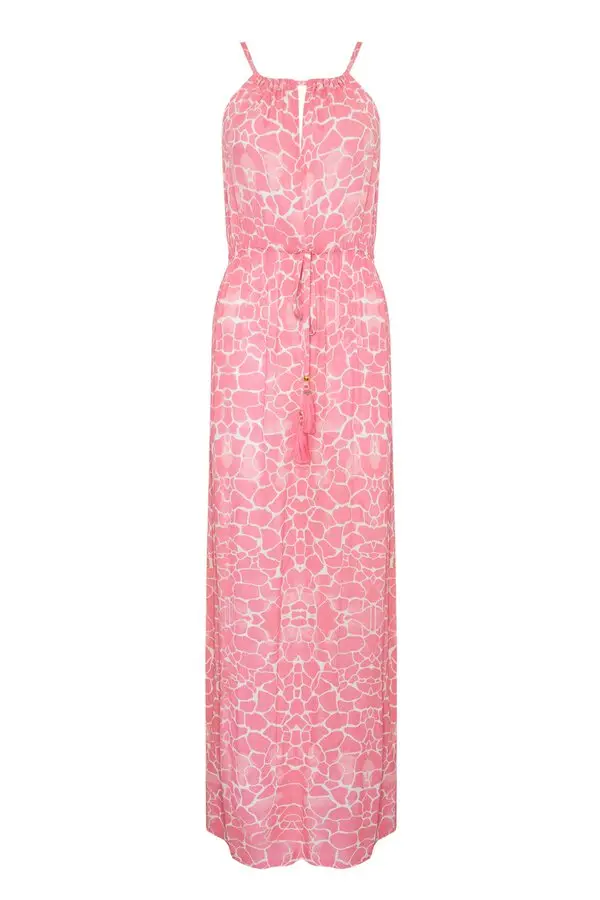 SOPHIA ALEXIA Candy Pebbles Antigua Crinkle Maxi Dress - Pink