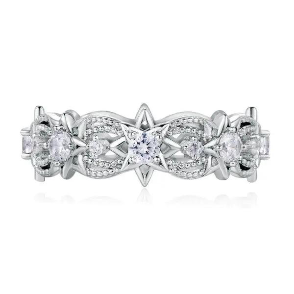AZURA JEWELRY NEW YORK Garden Of Stars Ring White Gold Vermeil - Silver