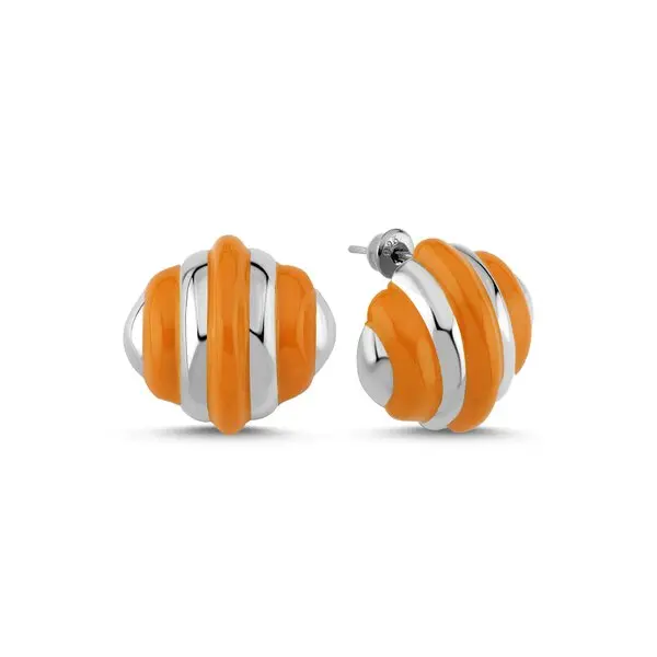 REIAN JEWELLERY Orange / Silver Shell Earrings Orange - Orange/silver