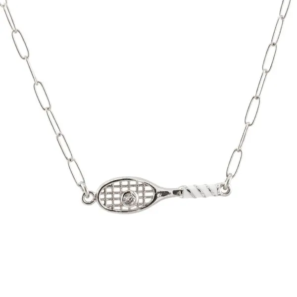 Kris Nations Tennis Racket Necklace - Silver