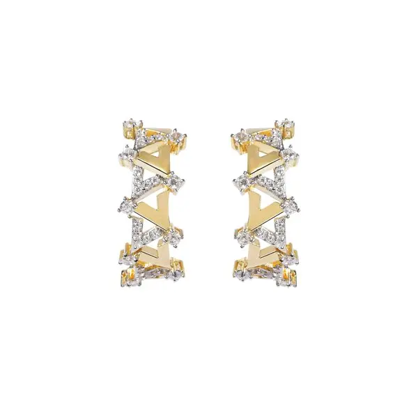 Arte Madrid Reversed A Collection Vivid V Series Hoop Earrings - Gold