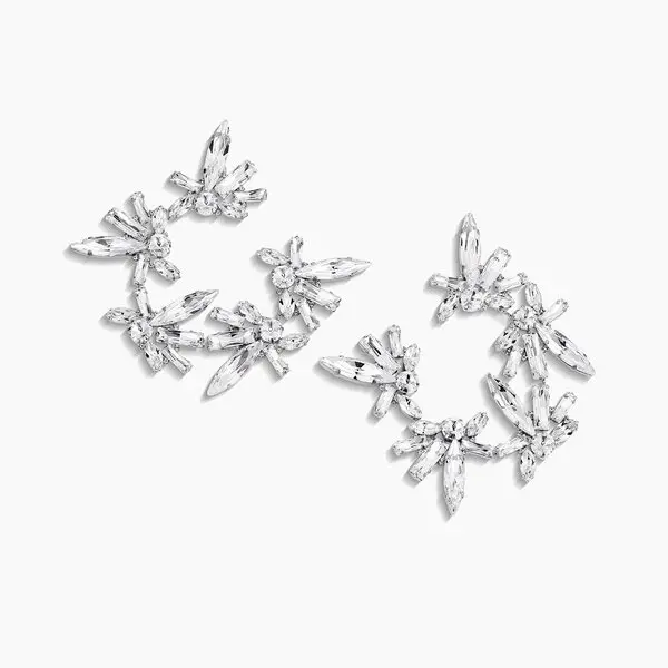 SHINE LIKE ME Opulence Slm Nickel Hoops White Crystal - Silver