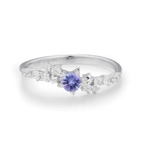 AZURA JEWELRY NEW YORK Stardust Tanzanite Ring White Gold Vermeil - Silver