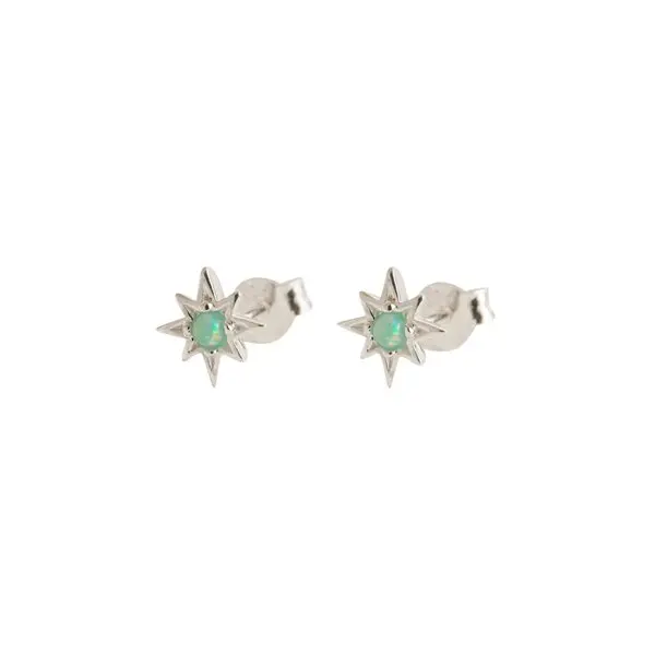 CLAIRE HILL DESIGNS Opal Star Mini Stud Earrings - Silver