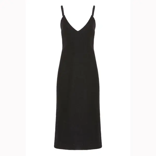 F.J.K BY FARAH KADHIMI Lora The Wool Slip Dress With Golden Zip - Black
