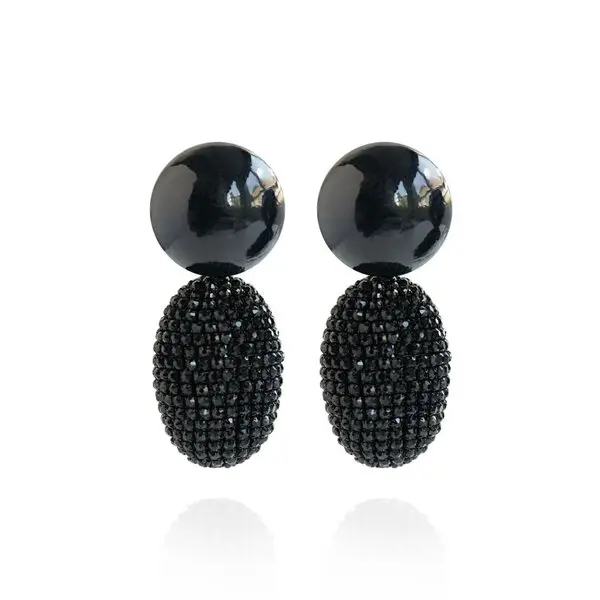 SAULE LABEL Selena Clip-on Earrings In Onyx Nightfall - Black
