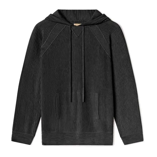 WESTON JON BOUCHER Dune Ottoman Knit Luxury Hoodie With Silk & Wool Dark Smoke - Grey