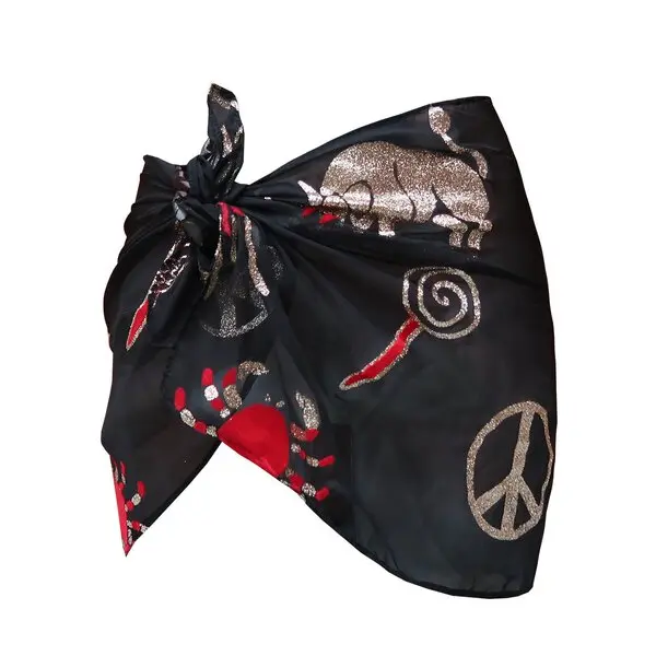 GEEGEE COLLECTION Super Rocker Silk Beach Skirt - Black