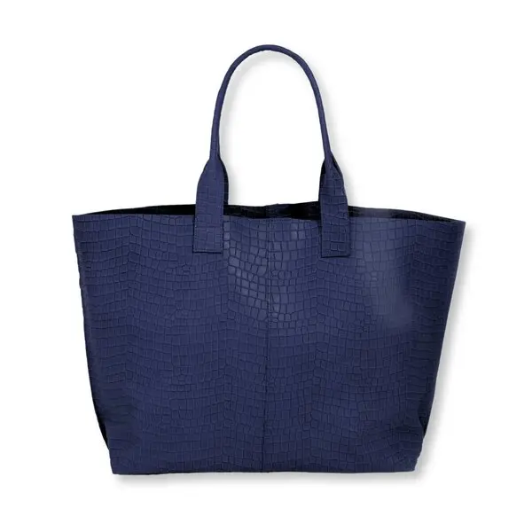 JUAN-JO Navy Croc Embossed Extra Large Tote Bag - Blue