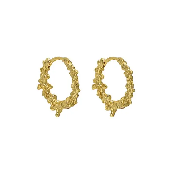 JANUS EDINBURGH Foyers Organic Vermeil Silver Huggie Earrings - Gold