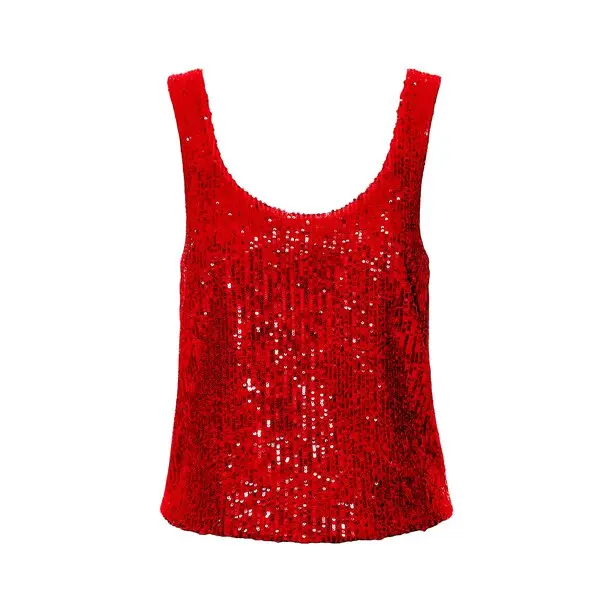 AGGI BY HALEWSKI Raya Brilliank Ruby Sequin Tank Top