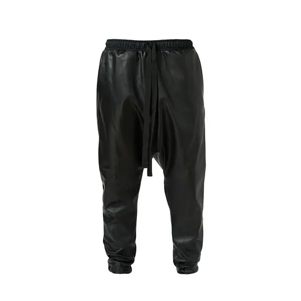 LIA ARAM Faux Leather Baggy Trousers - Black